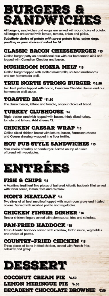 Main Menu - Riverside Pub & Eatery