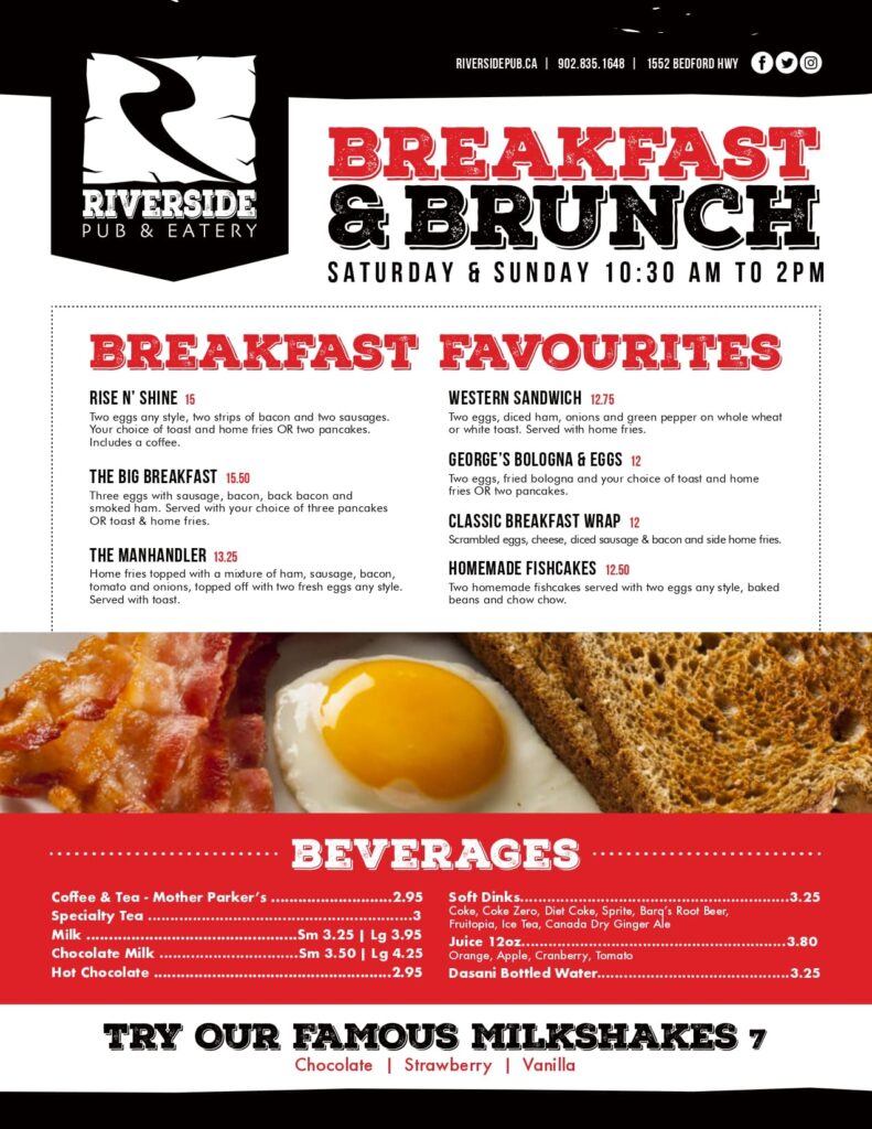 Brunch Menu - Riverside Pub & Eatery